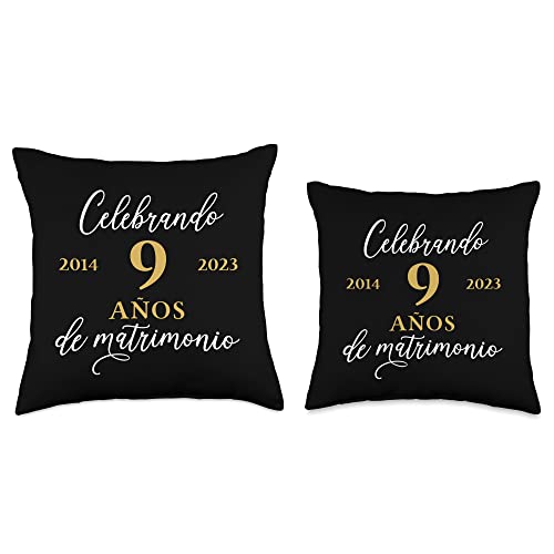 Ideas de Regalos de Aniversario de Bodas 2023 Divertido 9 años matrimonio 2014 9o Aniversario de boda Throw Pillow, 18x18, Multicolor