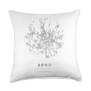 brno czech republic skyline travel souvenir brno czech republic coordinates map hometown throw pillow, 18x18, multicolor