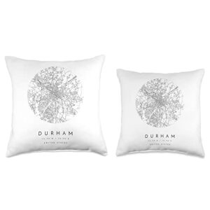 Durham North Carolina Skyline Travel souvenir Durham North Carolina Coordinates map Hometown Throw Pillow, 18x18, Multicolor