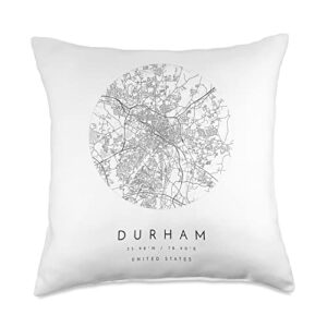 durham north carolina skyline travel souvenir durham north carolina coordinates map hometown throw pillow, 18x18, multicolor