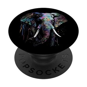 elephant colorful art print elefante popsockets swappable popgrip