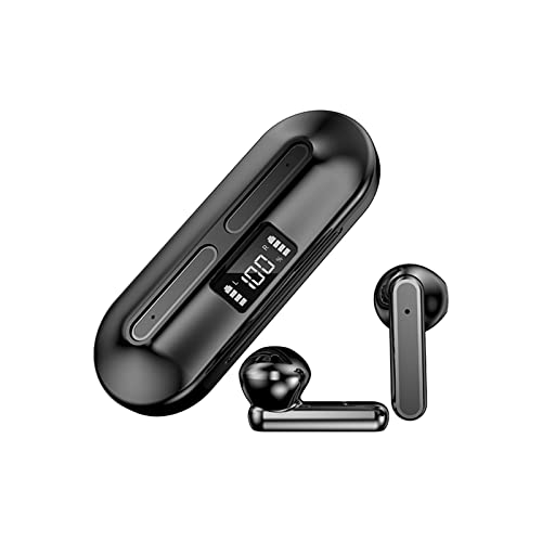 pstuiky Wireless Bluetooth Headset Binaural Digital Display Ultra-Thin Sport Music Stereo Portable Bluetooth Headset Ipx5 Waterproof Headphones 2023 (Black)