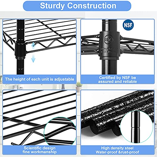 Yewuli Metal Storage Rack 5 Tier Wire Shelving Unit Heavy Duty NSF Adjustable Utility Shelves for Garage Kitchen Office Garage Organize Shelf 36"x14"x72", Black