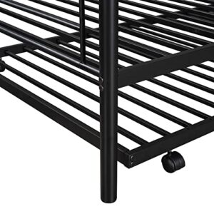 Lostcat Twin Over Twin Bunk Bed with Trundle,Heavy Duty Twin Size Bunk Beds Frame w/Safety Guardrails and ladders,Can be Divided Into Two Beds,for Kids/Teen/Adults,No Box Spring Needed,Black