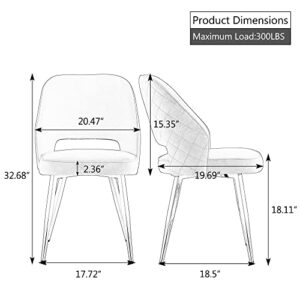 JUFU Dining Chairs Set of 4 Teddy Fleece Chair, Modern Side Chairs Upholstered Dining Room Chairs with Soft Cushion Seat & Gold Metal Legs Mid Century Chairs for Dining Room/Living Room/Kitchen