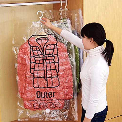 HAGUAN Hanging Compressible Storage Bag, Reusable Hanging Vacuum Storage Bags Space Saver Bags for Clothes, Vacuum Storage Bags for Home Closet Organization (5PCS,M (67 * 90cm))