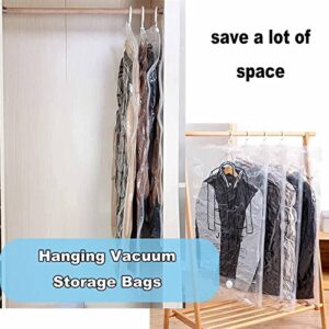 HAGUAN Hanging Compressible Storage Bag, Reusable Hanging Vacuum Storage Bags Space Saver Bags for Clothes, Vacuum Storage Bags for Home Closet Organization (5PCS,M (67 * 90cm))