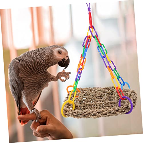 Ipetboom Ladder Cage Parakeet Mat Parakeets Swing for Cockatiel Net Rope Foraging Conure Toy Seagrass Climbing Supply Parrots Parrot Perch Chew Stand Swings Hooks Toys Woven