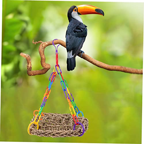 Ipetboom Ladder Cage Parakeet Mat Parakeets Swing for Cockatiel Net Rope Foraging Conure Toy Seagrass Climbing Supply Parrots Parrot Perch Chew Stand Swings Hooks Toys Woven