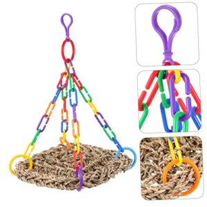 Ipetboom Ladder Cage Parakeet Mat Parakeets Swing for Cockatiel Net Rope Foraging Conure Toy Seagrass Climbing Supply Parrots Parrot Perch Chew Stand Swings Hooks Toys Woven