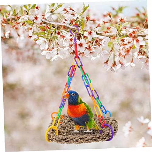 Ipetboom Ladder Cage Parakeet Mat Parakeets Swing for Cockatiel Net Rope Foraging Conure Toy Seagrass Climbing Supply Parrots Parrot Perch Chew Stand Swings Hooks Toys Woven