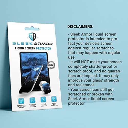 SLEEK ARMOR Liquid Glass Screen Protector - Wipe On Scratch and Shatter Resistant Nano Protection for All Phones Tablets Smart Watches Universal