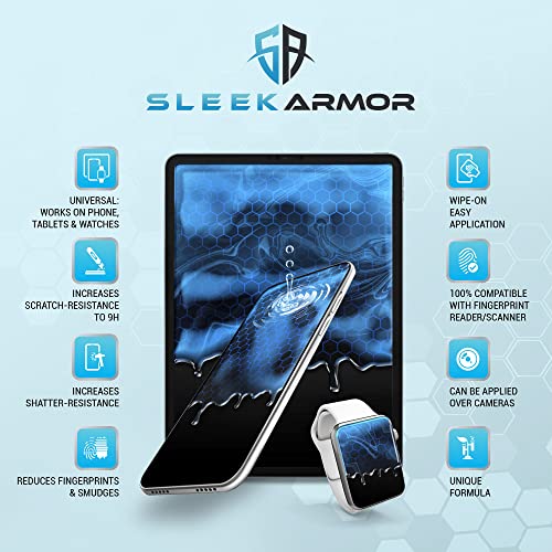 SLEEK ARMOR Liquid Glass Screen Protector - Wipe On Scratch and Shatter Resistant Nano Protection for All Phones Tablets Smart Watches Universal