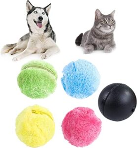 chnlml active rolling ball for dogs, magic automatic ball funny dog cat interactive toys plush electric rolling balls (1 set)