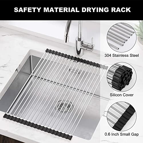 SunCleanse Roll Up Dish Drying Rack,Over The Sink Dish Drying Rack Kitchen Rolling Dish Drainer(17.8"x11.8")