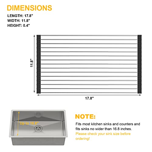 SunCleanse Roll Up Dish Drying Rack,Over The Sink Dish Drying Rack Kitchen Rolling Dish Drainer(17.8"x11.8")