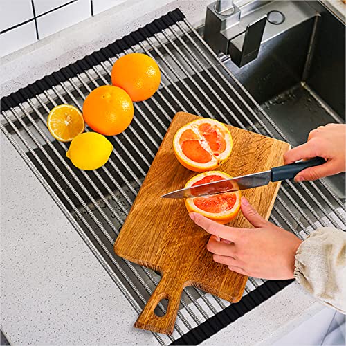 SunCleanse Roll Up Dish Drying Rack,Over The Sink Dish Drying Rack Kitchen Rolling Dish Drainer(17.8"x11.8")