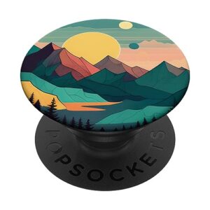 boho mountain wilderness sunset tree river earthy forest popsockets standard popgrip