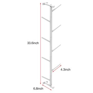 2-Pack Vertical Wall Mount Coat Rack, Modern Tree Branch Style Wall Mount, and 180° Rotary Design for Entryway, Hallway, and Bedroom Storage of Coats, Hats, Bags, Scarves, and Clothes (White)