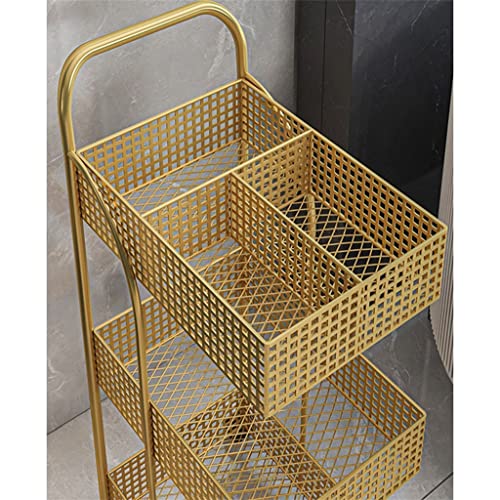 ZLXDP Scandinavian Iron Shelves Bedroom Kitchen Metal Removable Bathroom Storage Rack with Wheels Trolley