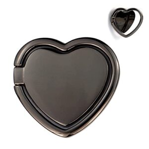 sparkling love heart phone ring holder stand, 2 pack 360 degree rotation finger ring kickstand with polished metal phone grip for magnetic car mount, smartphone accessories(black)