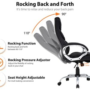 Big and Tall Office Chair High Back Executive Office Chair Comfortable Thickening Padded Cushion Leather Chair All Day Comfort Wide Seat Ergonomic Computer Desk Chair with Armrest