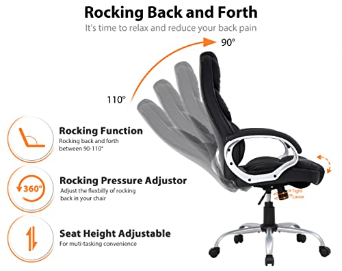 Big and Tall Office Chair High Back Executive Office Chair Comfortable Thickening Padded Cushion Leather Chair All Day Comfort Wide Seat Ergonomic Computer Desk Chair with Armrest