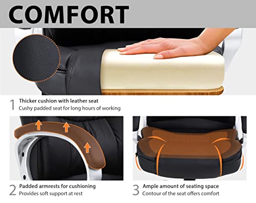 Big and Tall Office Chair High Back Executive Office Chair Comfortable Thickening Padded Cushion Leather Chair All Day Comfort Wide Seat Ergonomic Computer Desk Chair with Armrest