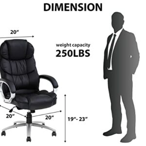 Big and Tall Office Chair High Back Executive Office Chair Comfortable Thickening Padded Cushion Leather Chair All Day Comfort Wide Seat Ergonomic Computer Desk Chair with Armrest