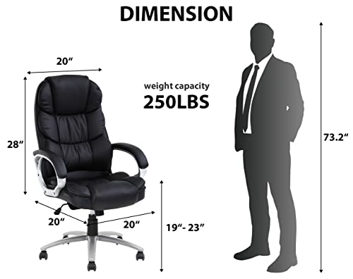 Big and Tall Office Chair High Back Executive Office Chair Comfortable Thickening Padded Cushion Leather Chair All Day Comfort Wide Seat Ergonomic Computer Desk Chair with Armrest