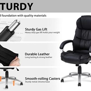 Big and Tall Office Chair High Back Executive Office Chair Comfortable Thickening Padded Cushion Leather Chair All Day Comfort Wide Seat Ergonomic Computer Desk Chair with Armrest