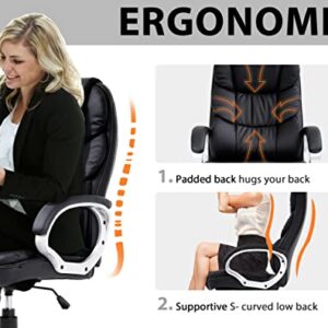 Big and Tall Office Chair High Back Executive Office Chair Comfortable Thickening Padded Cushion Leather Chair All Day Comfort Wide Seat Ergonomic Computer Desk Chair with Armrest