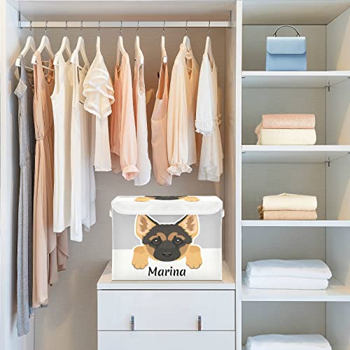 DOMIKING German Shepherd Puppy Dog Custom Large Storage Bin with Lid Collapsible Personalized Shelf Baskets Box with Handles Storage Cube for Shelves Cabinet Nursery Drawer