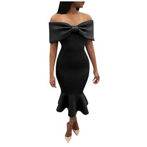 bodycon dresses for women, sequin dress long sleeve sun dresses women's maxi summer women's solid color sheath sleeveless bow fishtail dress sexy waist gown shipping items dress (l, black)