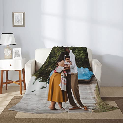 Sofevaim Custom Blanket with Photo, Personalized Bedding Throw Blankets Customized Flannel Fleece Blankets for Family Birthday Wedding Gift for Couch Sofa Bedroom Living Room 60"x50"