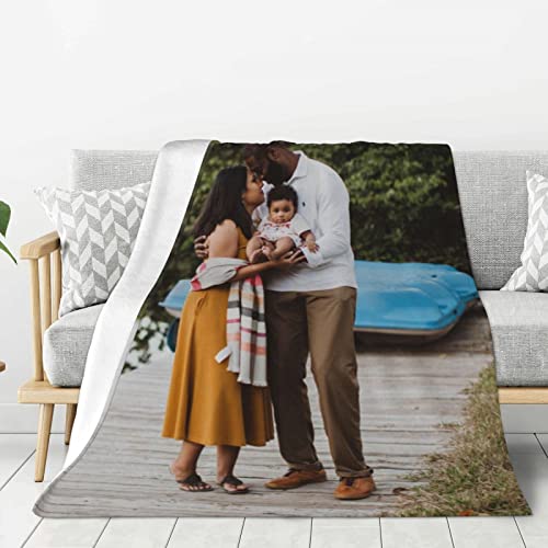 Sofevaim Custom Blanket with Photo, Personalized Bedding Throw Blankets Customized Flannel Fleece Blankets for Family Birthday Wedding Gift for Couch Sofa Bedroom Living Room 60"x50"