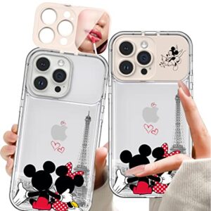 JoySolar for iPhone 13 Pro Max 6.7" Cute Cartoon Phone Case with Makeup Mirror, Phone Cases for Women Teen Girls Funny Cool Unique Protective Cover for iPhone 13 Pro Max, Mini Miki