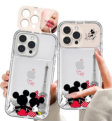 JoySolar for iPhone 13 Pro Max 6.7" Cute Cartoon Phone Case with Makeup Mirror, Phone Cases for Women Teen Girls Funny Cool Unique Protective Cover for iPhone 13 Pro Max, Mini Miki