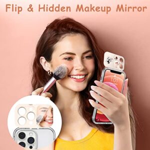 JoySolar for iPhone 13 Pro Max 6.7" Cute Cartoon Phone Case with Makeup Mirror, Phone Cases for Women Teen Girls Funny Cool Unique Protective Cover for iPhone 13 Pro Max, Mini Miki