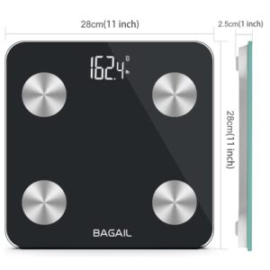 BAGAIL Basics Kitchen Scale +Smart Scale for Body Weight, Digital Bathroom Scale for BMI Weighing Body Fat, Body Composition Monitor Health Analyzer with Smartphone App, 400lbs/180KG