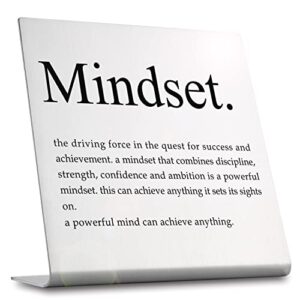 mindset definition desk sign for home office, inspirational gifts for coworker, women office, friends,student, men, teens, uplifting self-improvement positive quotes decor (mindset d)