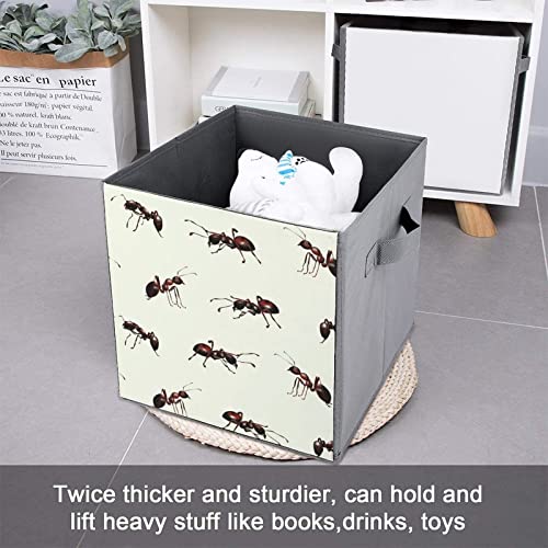 Realistic Ants Canvas Collapsible Storage Bins Cube Organizer Baskets with Handles for Home Office Car