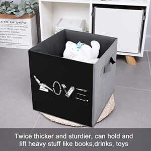 Love Dental Canvas Collapsible Storage Bins Cube Organizer Baskets with Handles for Home Office Car