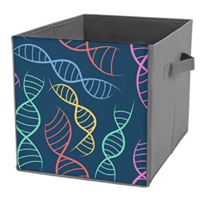 Colorful Scientific DNA Canvas Collapsible Storage Bins Cube Organizer Baskets with Handles for Home Office Car