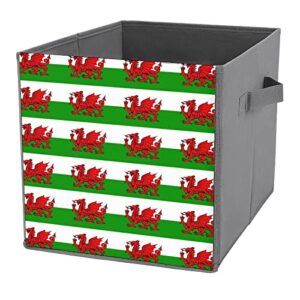 welsh dragon flags canvas collapsible storage bins cube organizer baskets with handles for home office car