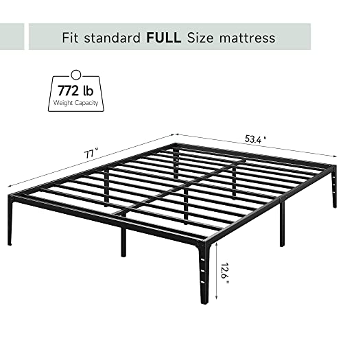 IDEALHOUSE 14 Inch Full Metal Platform Bed Frame Heavy Duty Steel Slat No Box Spring Needed, Easy Assembly, Noise Free, Black (Full)