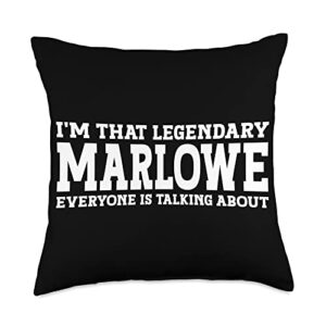 marlowe gifts tee women girl name birthday gifts personal name women girl funny marlowe throw pillow, 18x18, multicolor