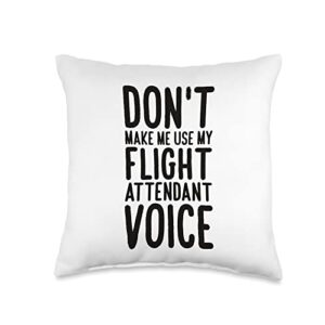 funny flight attendant gifts make me use my flight attendant voice throw pillow, 16x16, multicolor