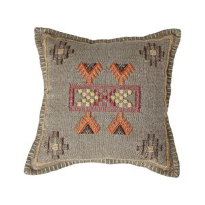 creative co-op handwoven cotton throw geometric embroidery, multicolor pillow, multi