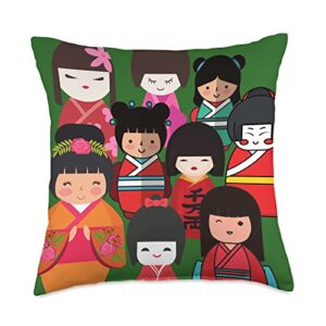 cute girls day dolls festival hinamatsuri in japan cute dolls festival hinamatsuri in celebration of girls day throw pillow, 18x18, multicolor